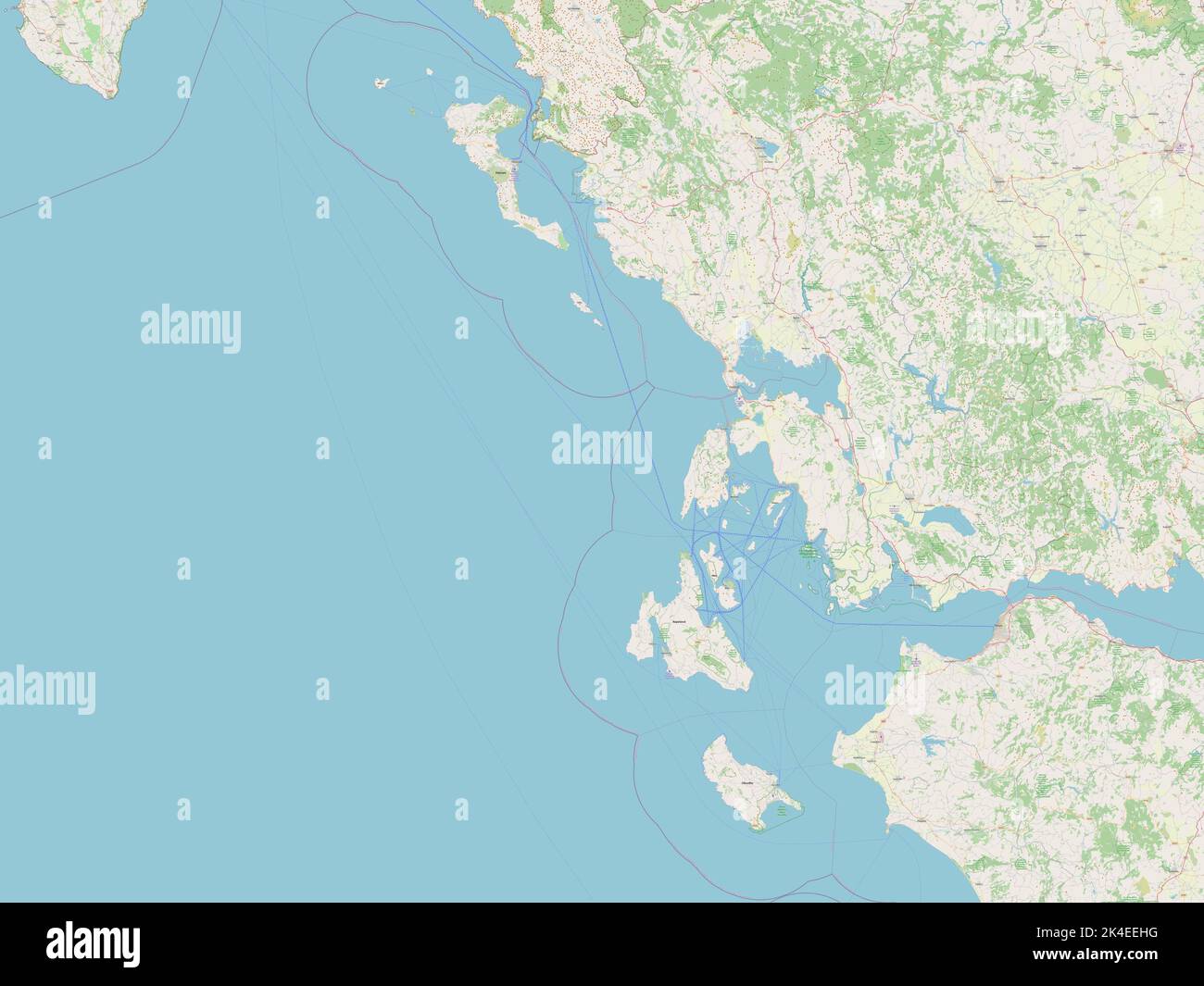 Ionian Islands, decentralized administration of Greece. Open Street Map ...