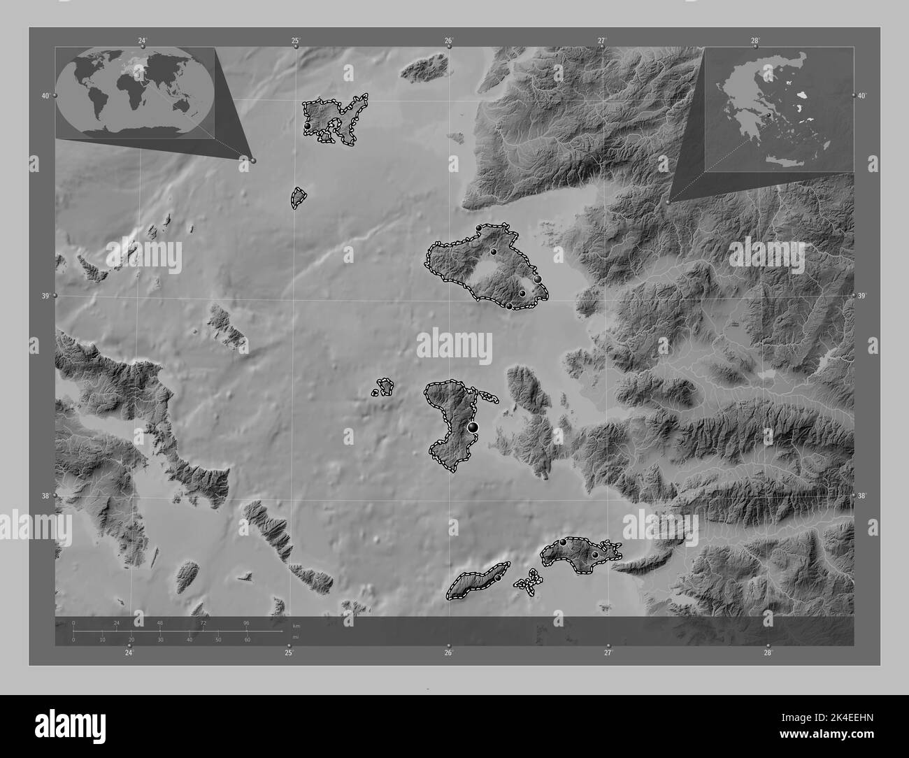 North Aegean, decentralized administration of Greece. Grayscale ...