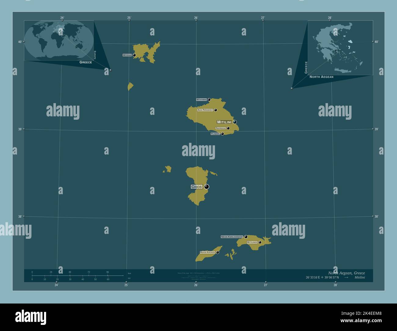 North Aegean, decentralized administration of Greece. Solid color shape ...