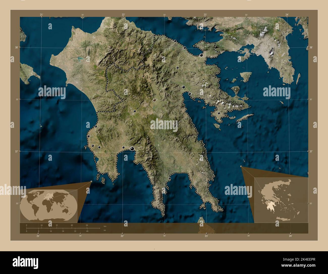 Peloponnese, decentralized administration of Greece. Low resolution ...