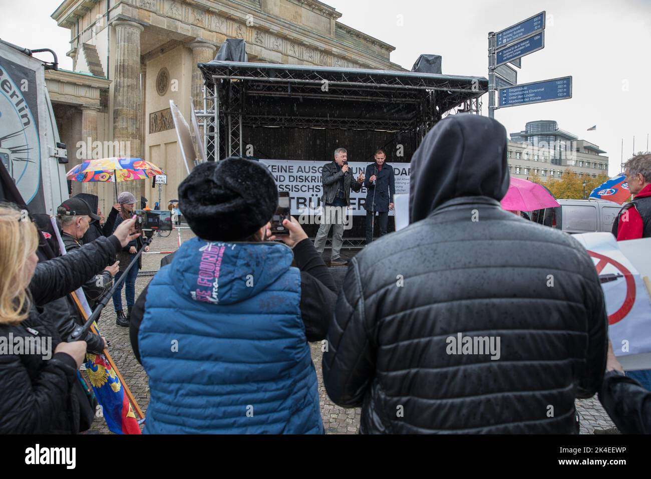 Berlin, Germany. 2nd Oct, 2022. Protesters gathered at a rally in front ...