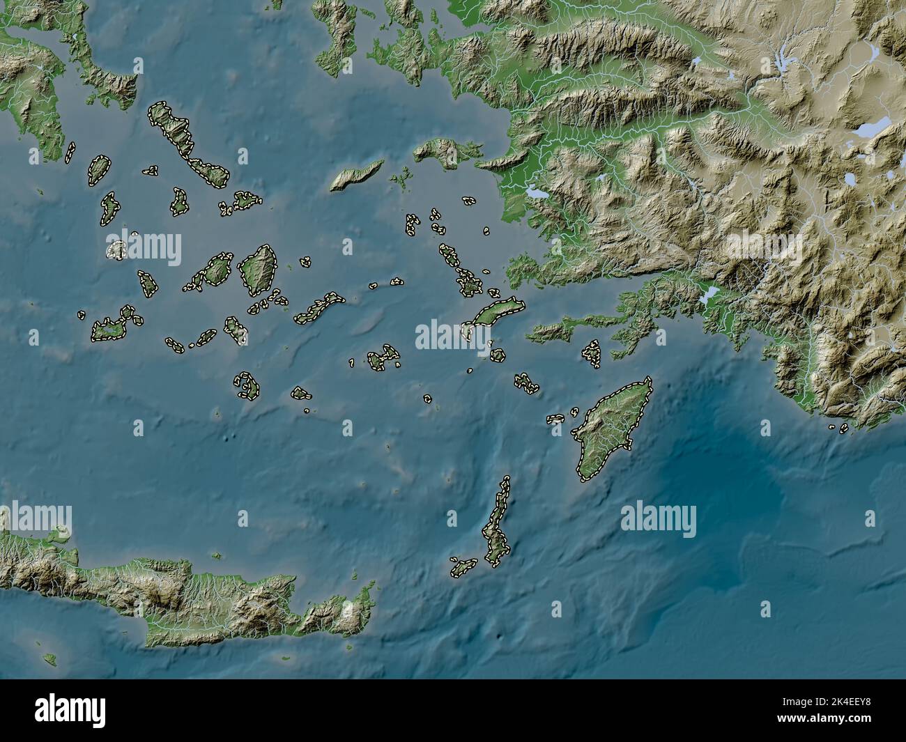 South Aegean, decentralized administration of Greece. Elevation map ...
