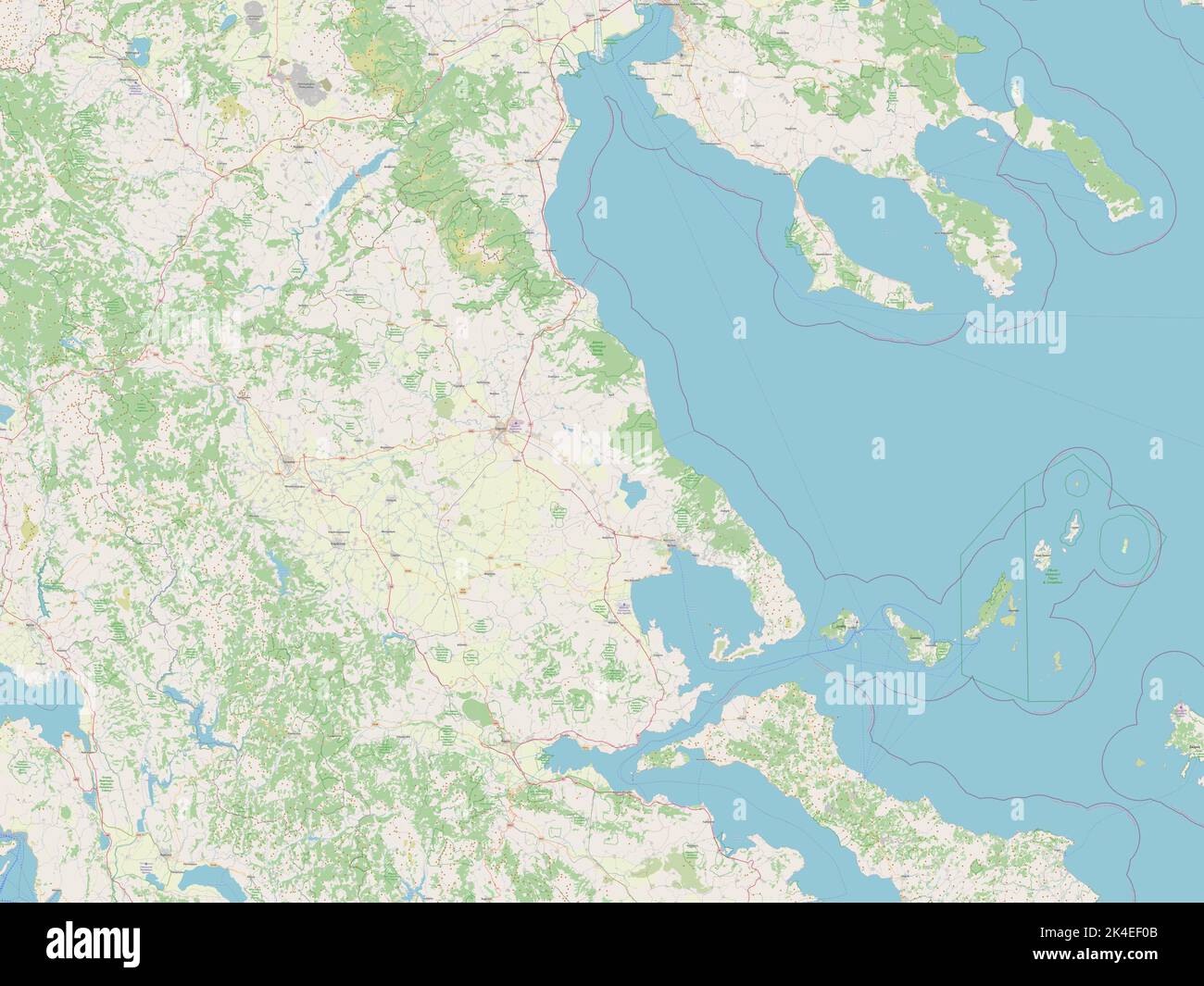 Thessaly, decentralized administration of Greece. Open Street Map Stock ...