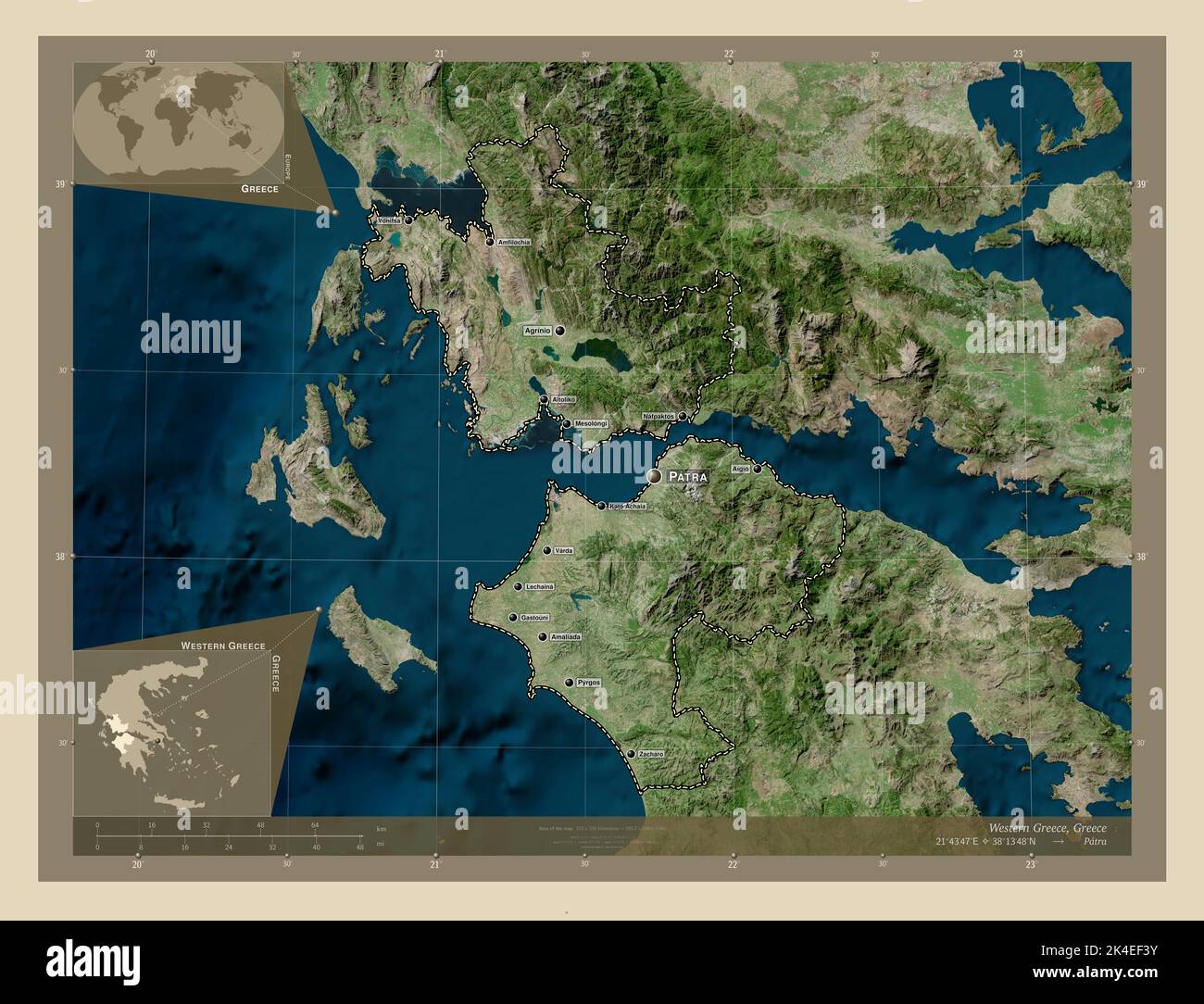 Western Greece, decentralized administration of Greece. High resolution ...