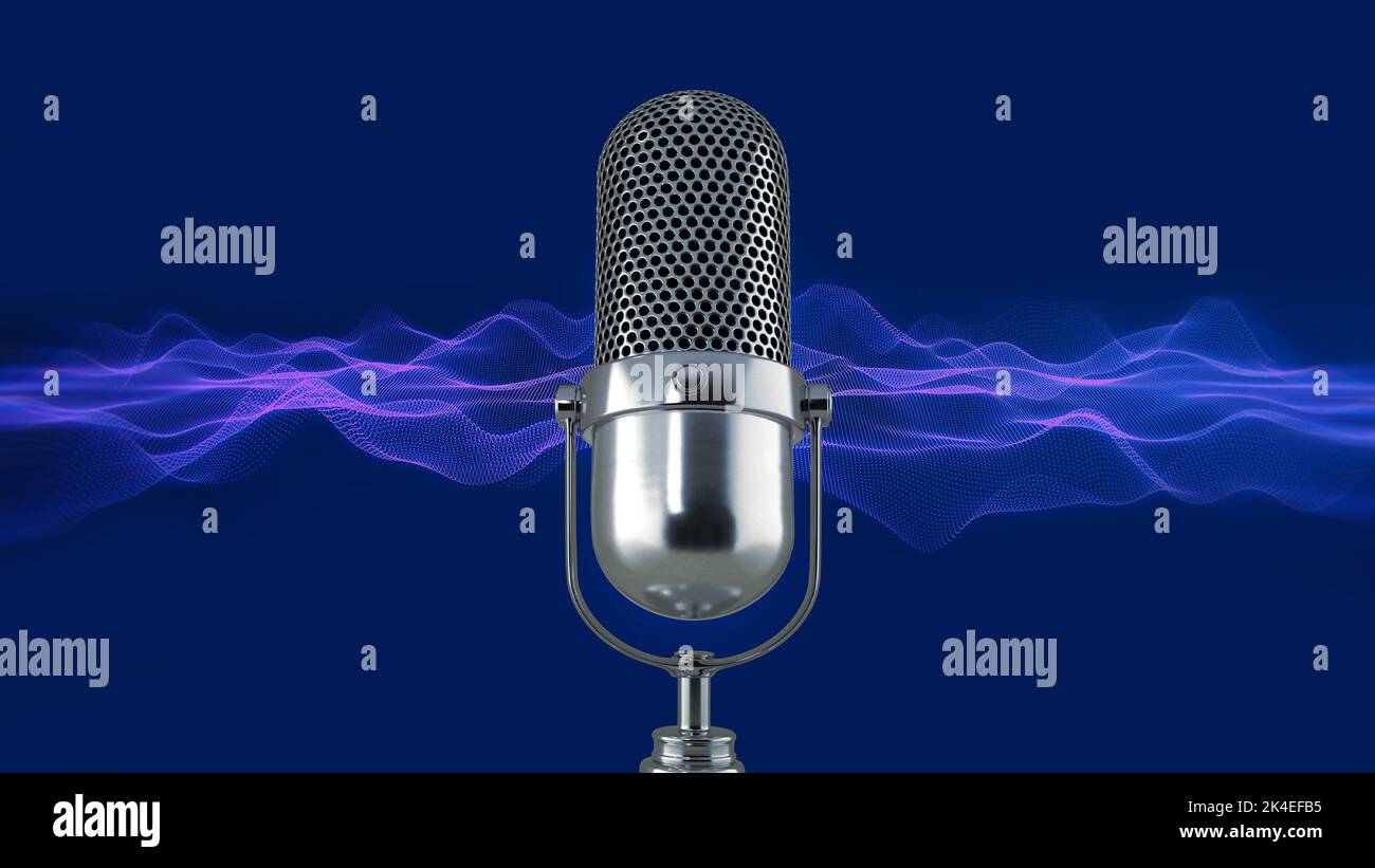 Microphone and sound wave on the universe of data inside of the virtual ...