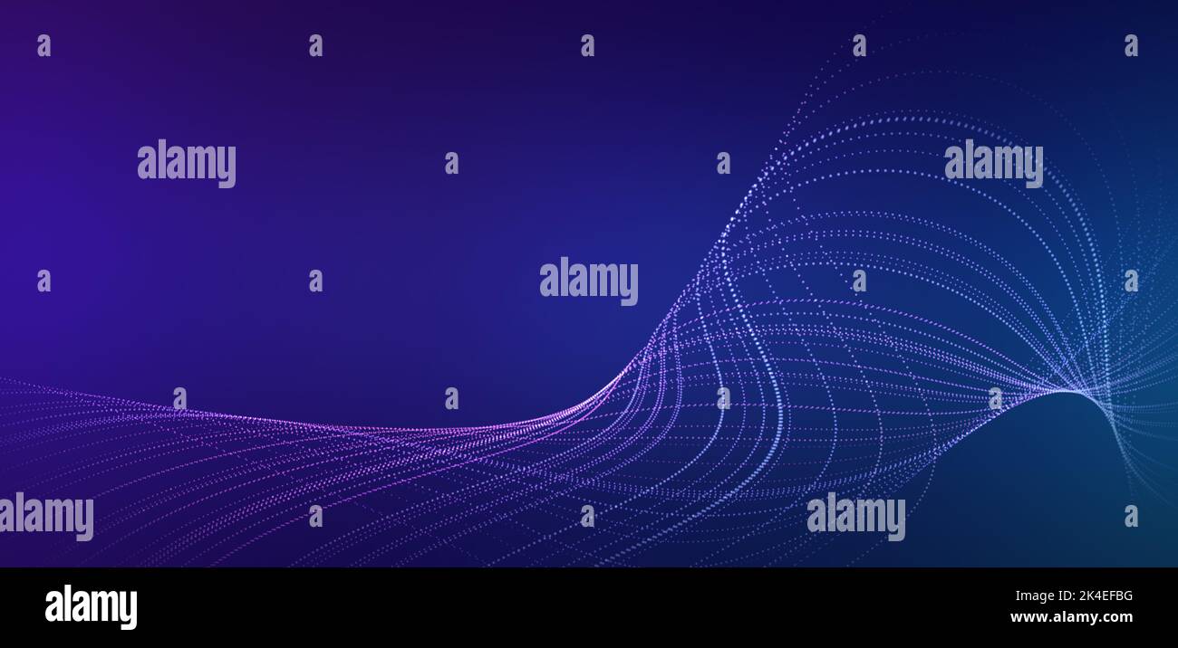 Abstract wave dots Particle with data of metaverse or blockchain. Technology Background Stock ...