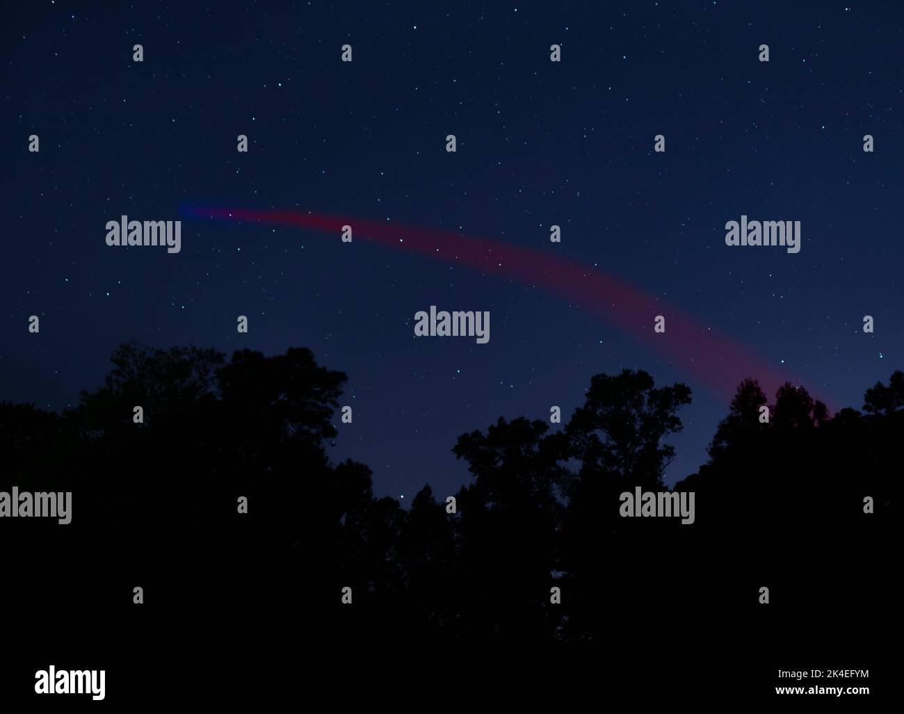 Red contrail from Rudolph and Santa taking off fast from the ground ...