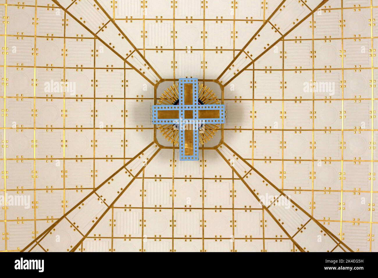 Cross. Ceiling. Am Steinhof Church of St. Leopold built by Otto Wagner ...