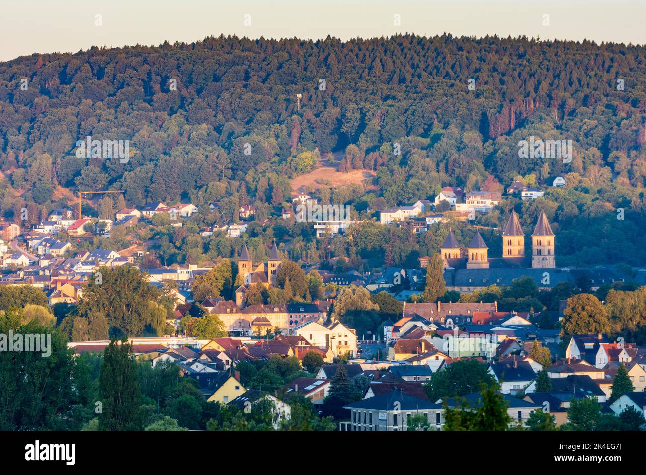 Echternach: town and Abbey of Echternach in , Luxembourg Stock Photo ...