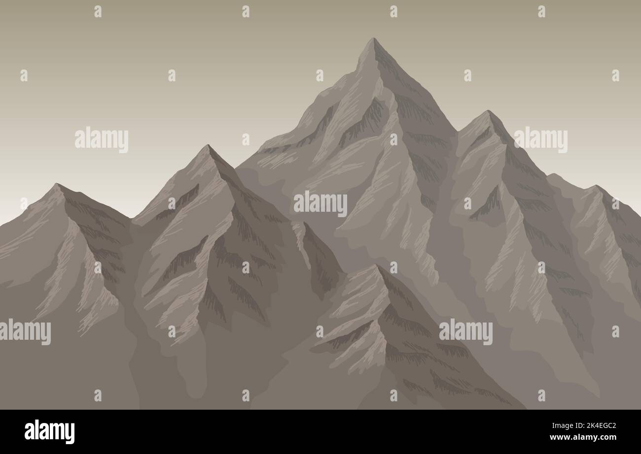 Mountains graphic brown landscape sketch illustration vector Stock ...