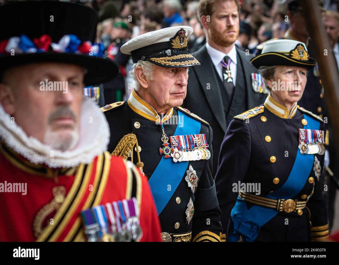 King Charles III and Anne, the Pricess Royal, and Prince Harry at the ...