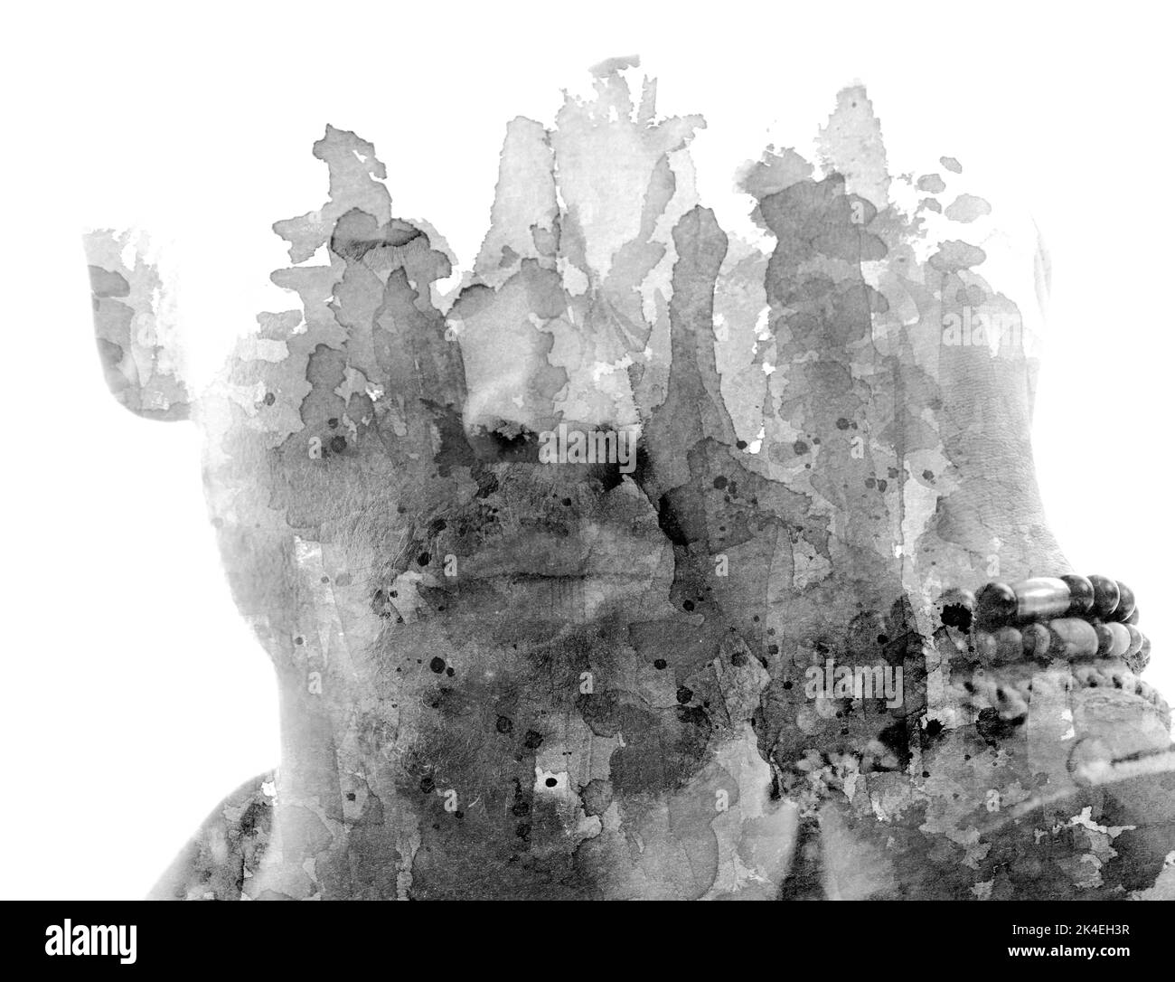 Paintography. Dramatic painting combined with a portrait Stock Photo ...