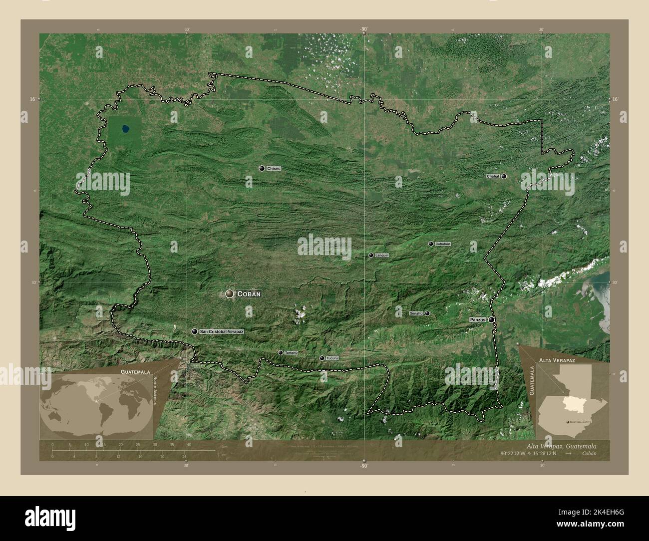 Alta Verapaz, department of Guatemala. High resolution satellite map ...