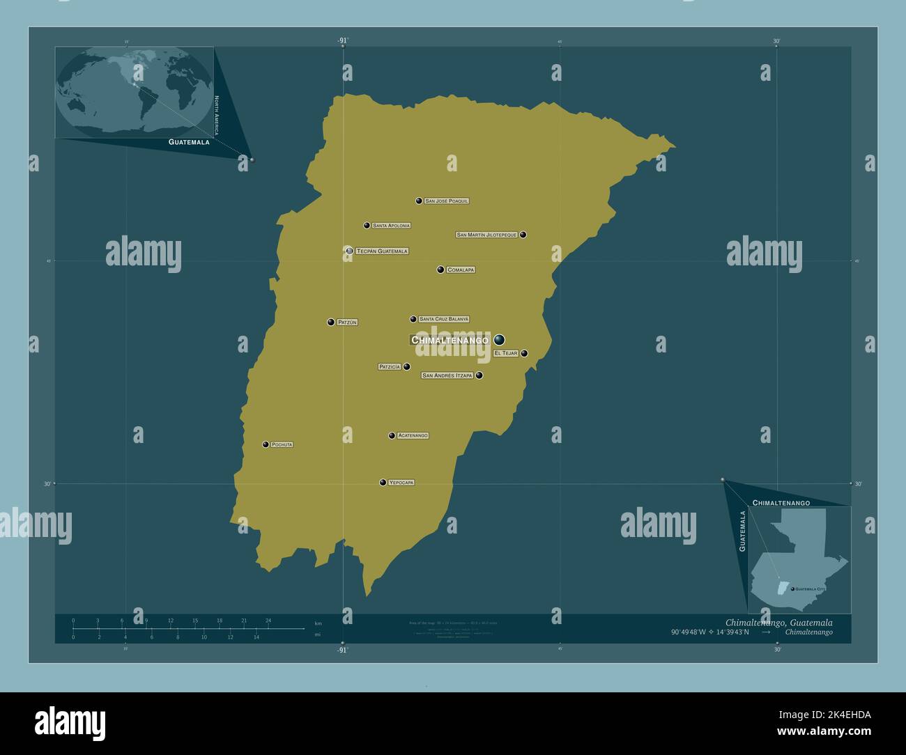 Chimaltenango, department of Guatemala. Solid color shape. Locations ...