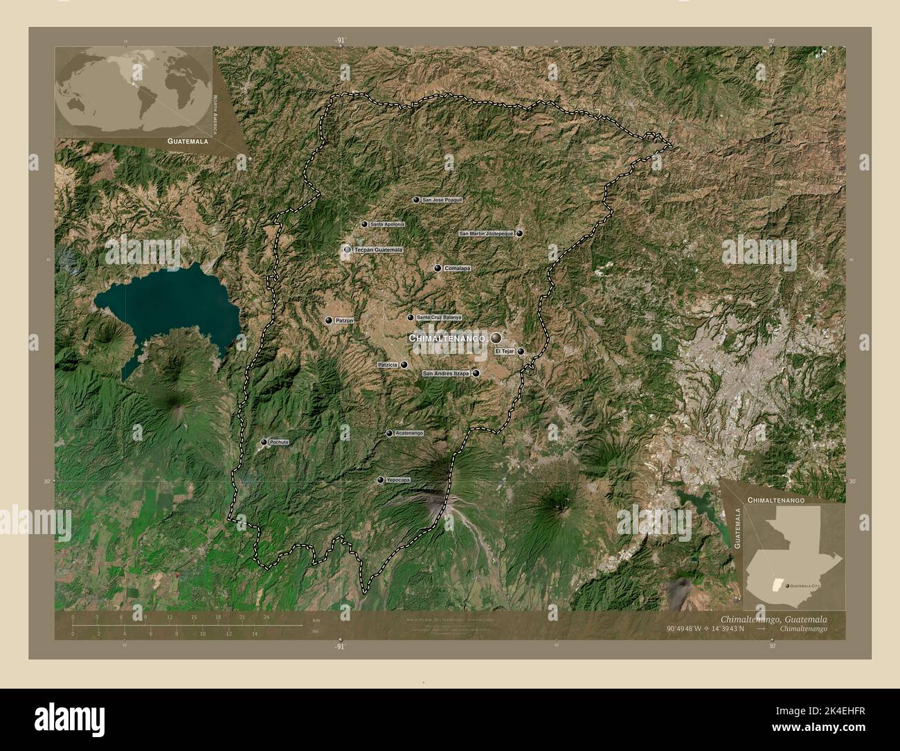 Chimaltenango, department of Guatemala. High resolution satellite map ...
