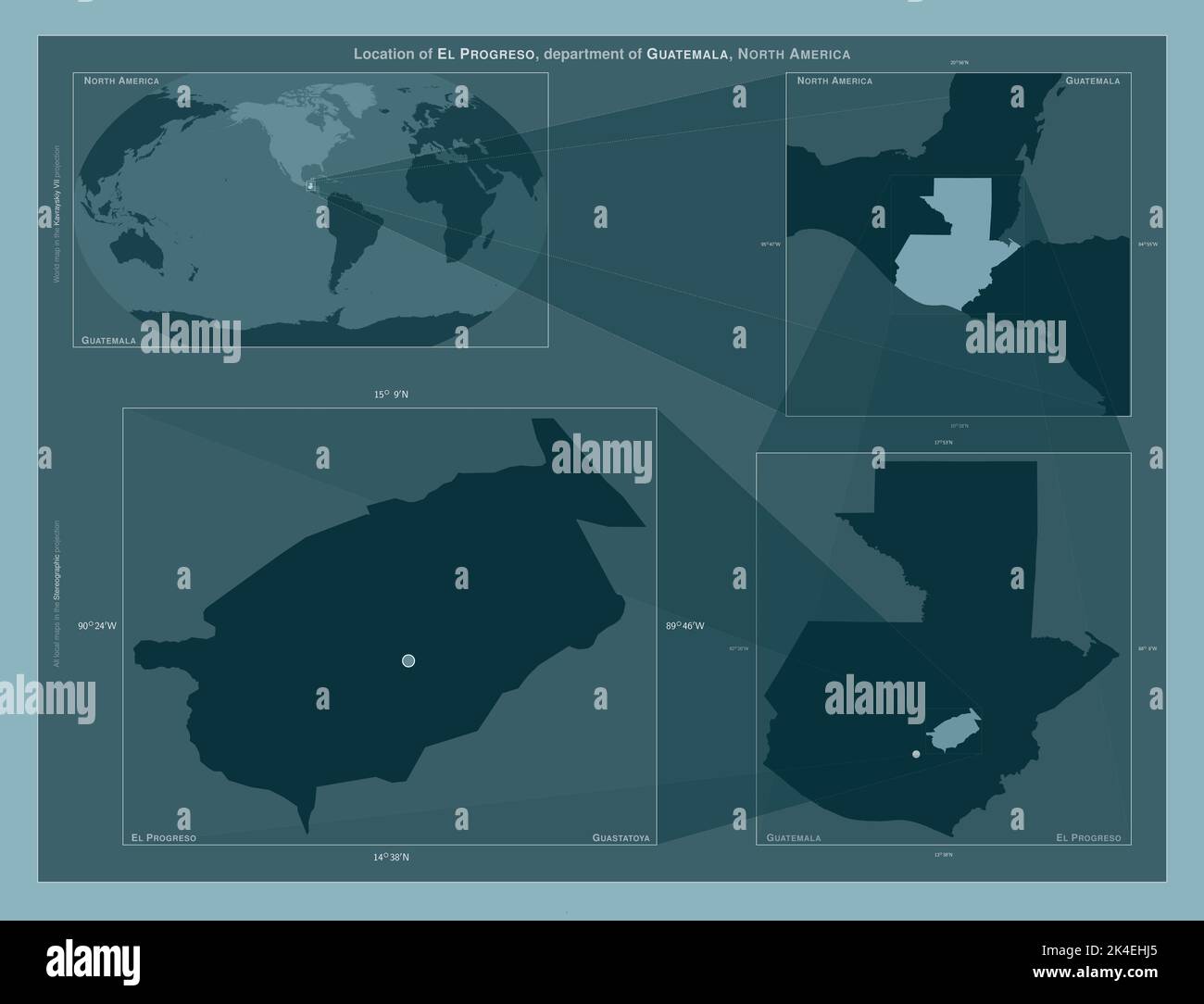 El Progreso, department of Guatemala. Diagram showing the location of ...