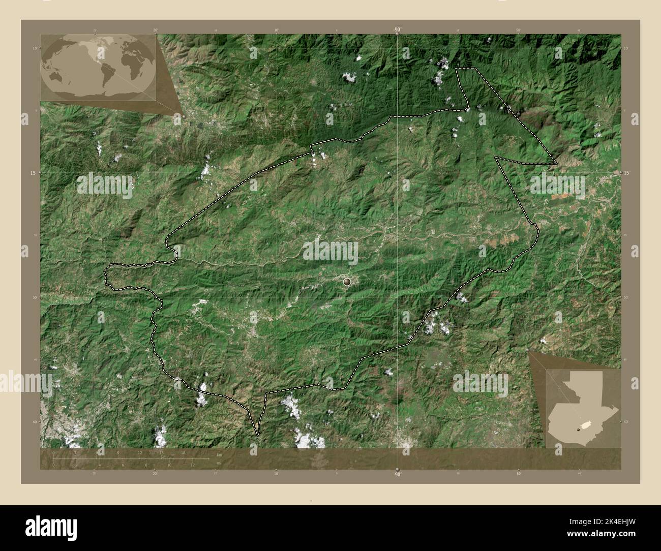 El Progreso, department of Guatemala. High resolution satellite map ...