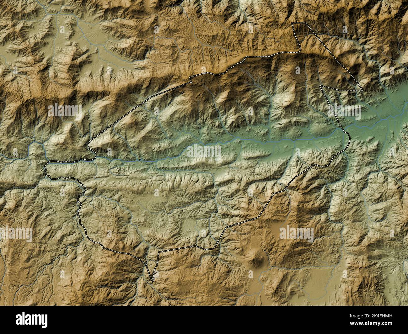 El Progreso, department of Guatemala. Colored elevation map with lakes ...