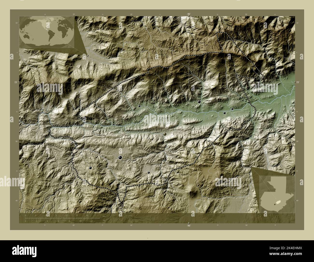 El Progreso, department of Guatemala. Elevation map colored in wiki ...