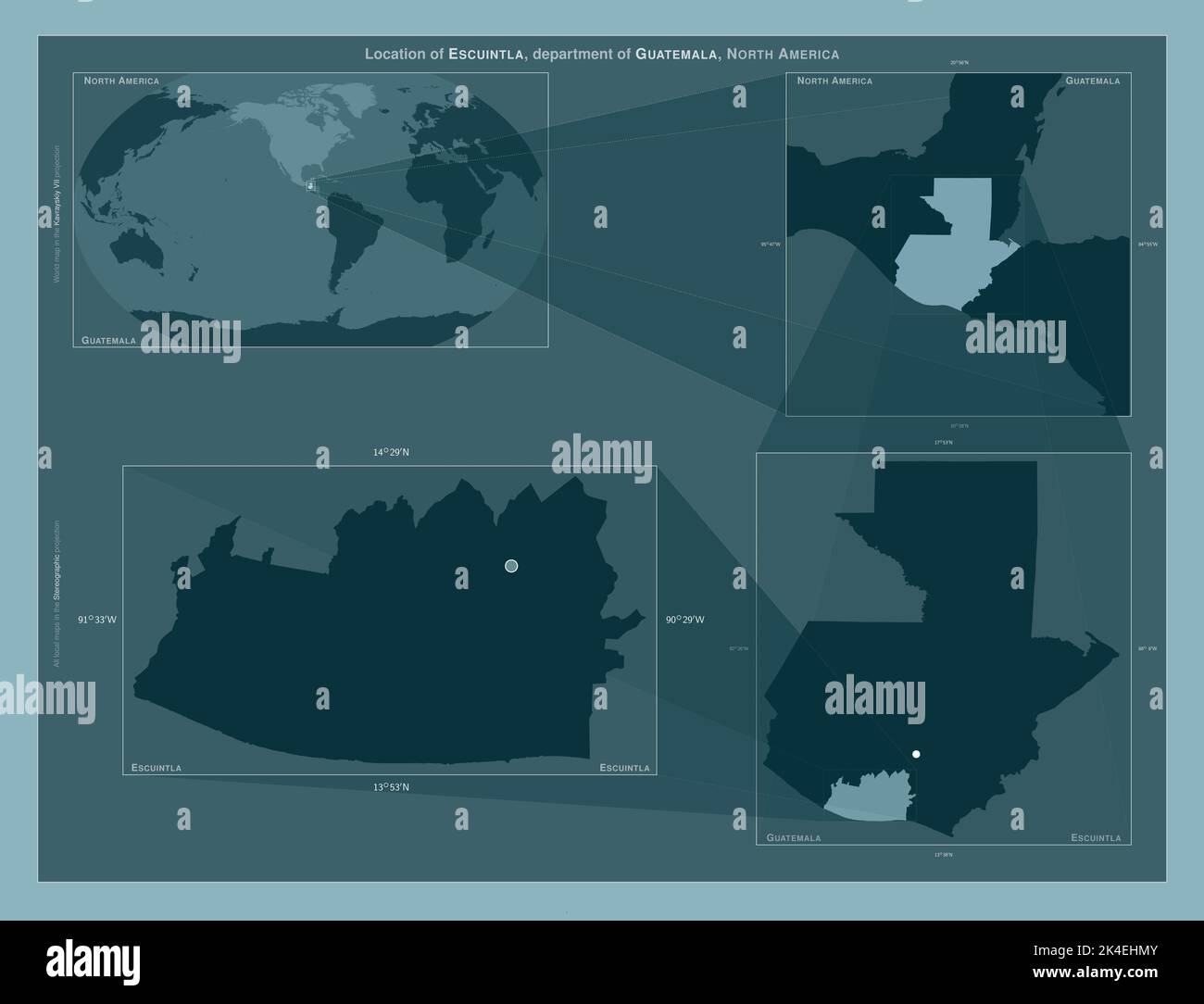 Escuintla, department of Guatemala. Diagram showing the location of the ...