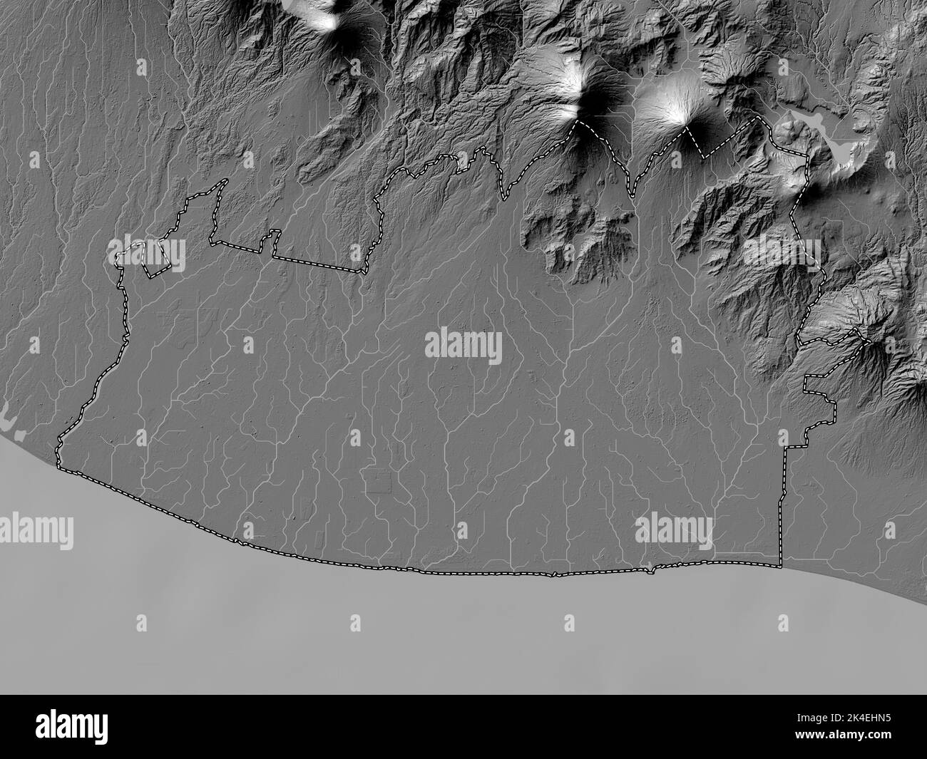 Escuintla, department of Guatemala. Bilevel elevation map with lakes ...