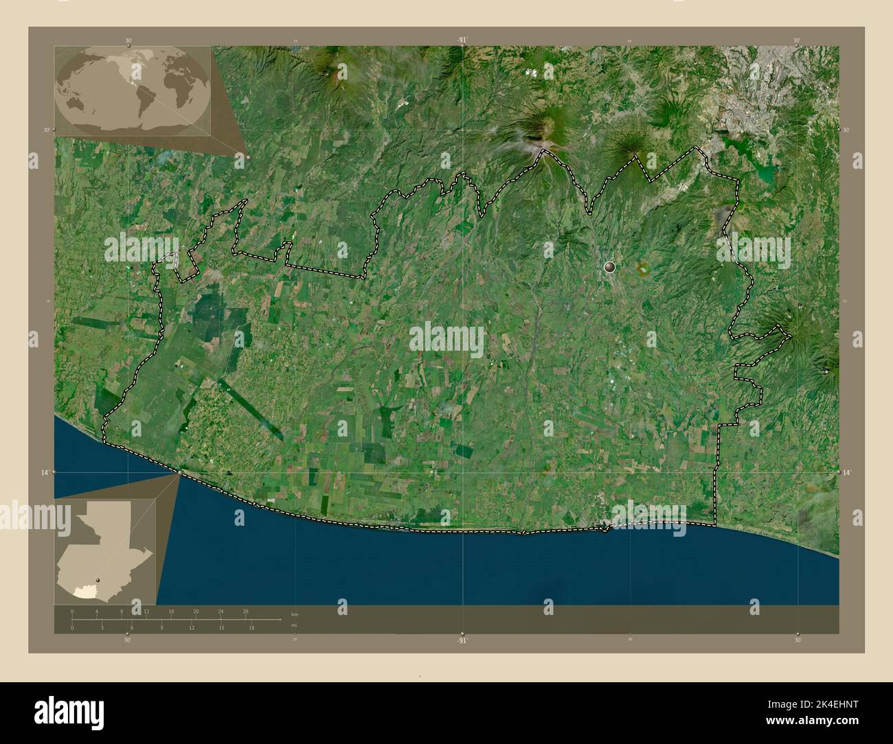 Escuintla, department of Guatemala. High resolution satellite map ...