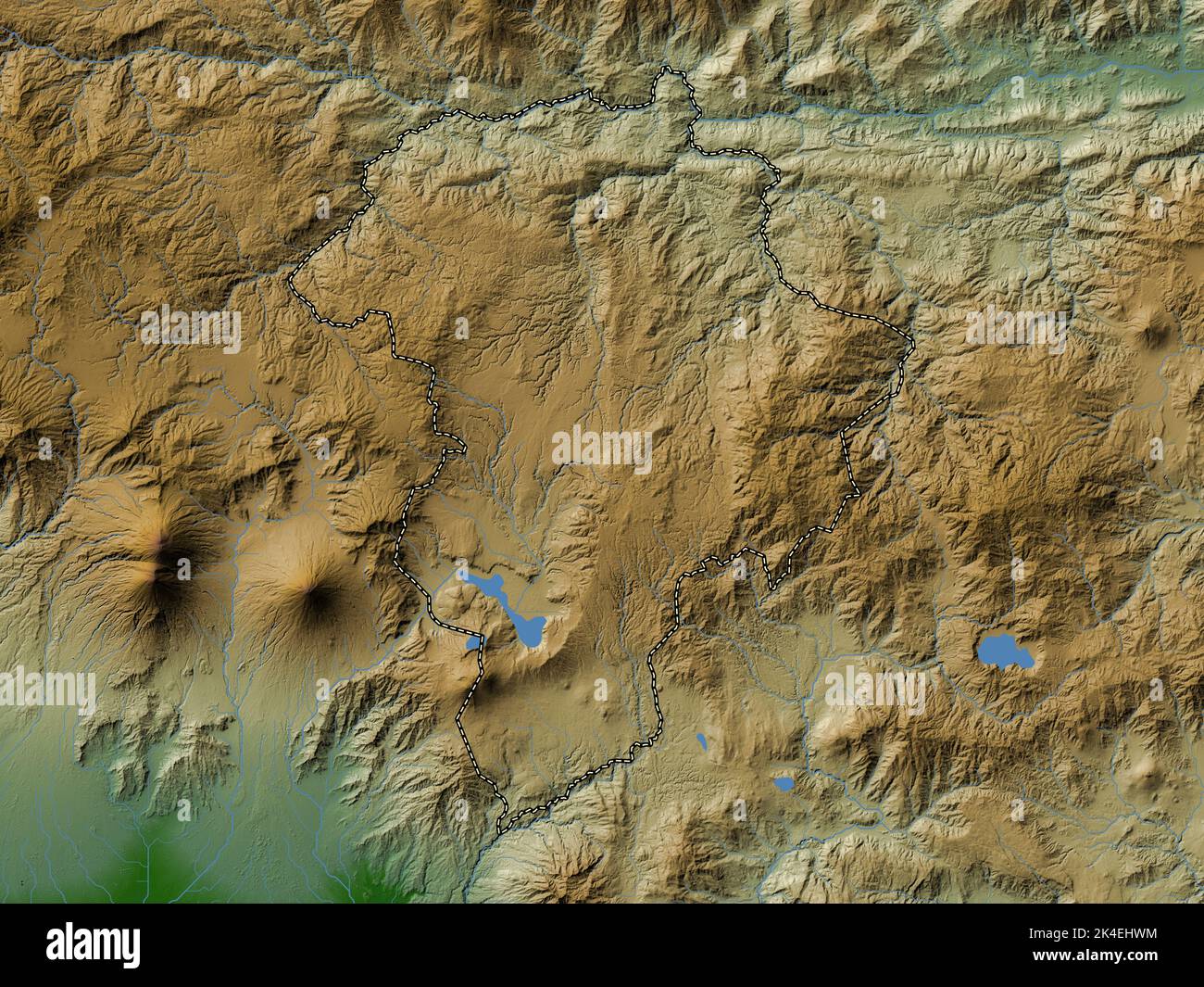 Guatemala, department of Guatemala. Colored elevation map with lakes ...