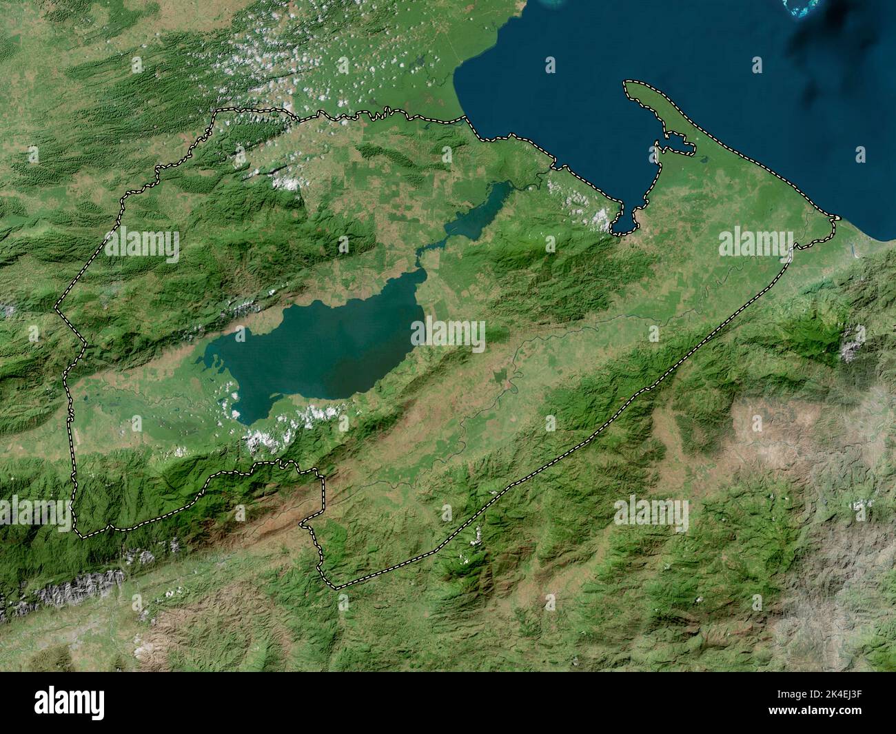 Izabal, department of Guatemala. High resolution satellite map Stock ...