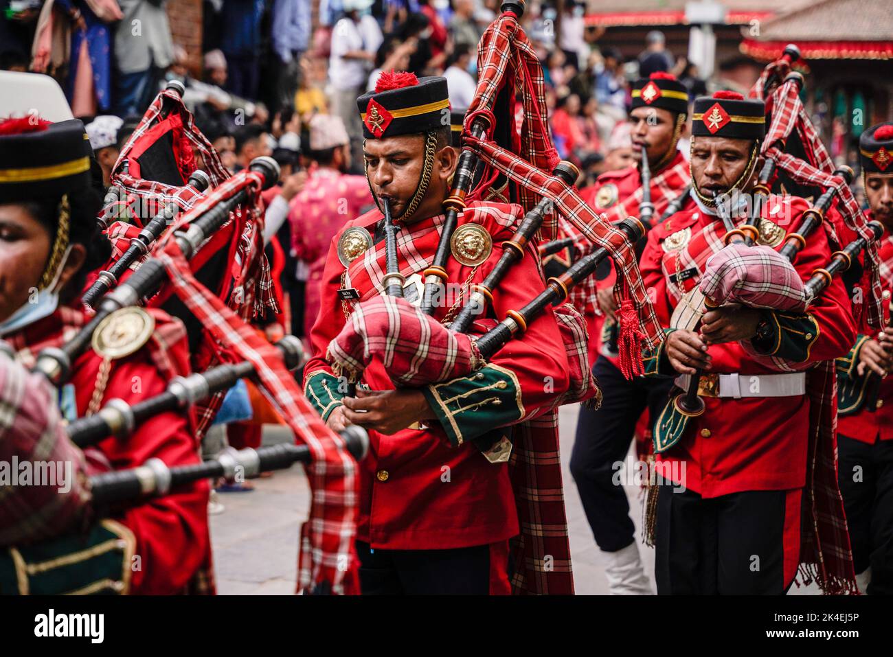 Kathmandu, Nepal. 02nd Oct, 2022. Nepalese Army soldiers play ...