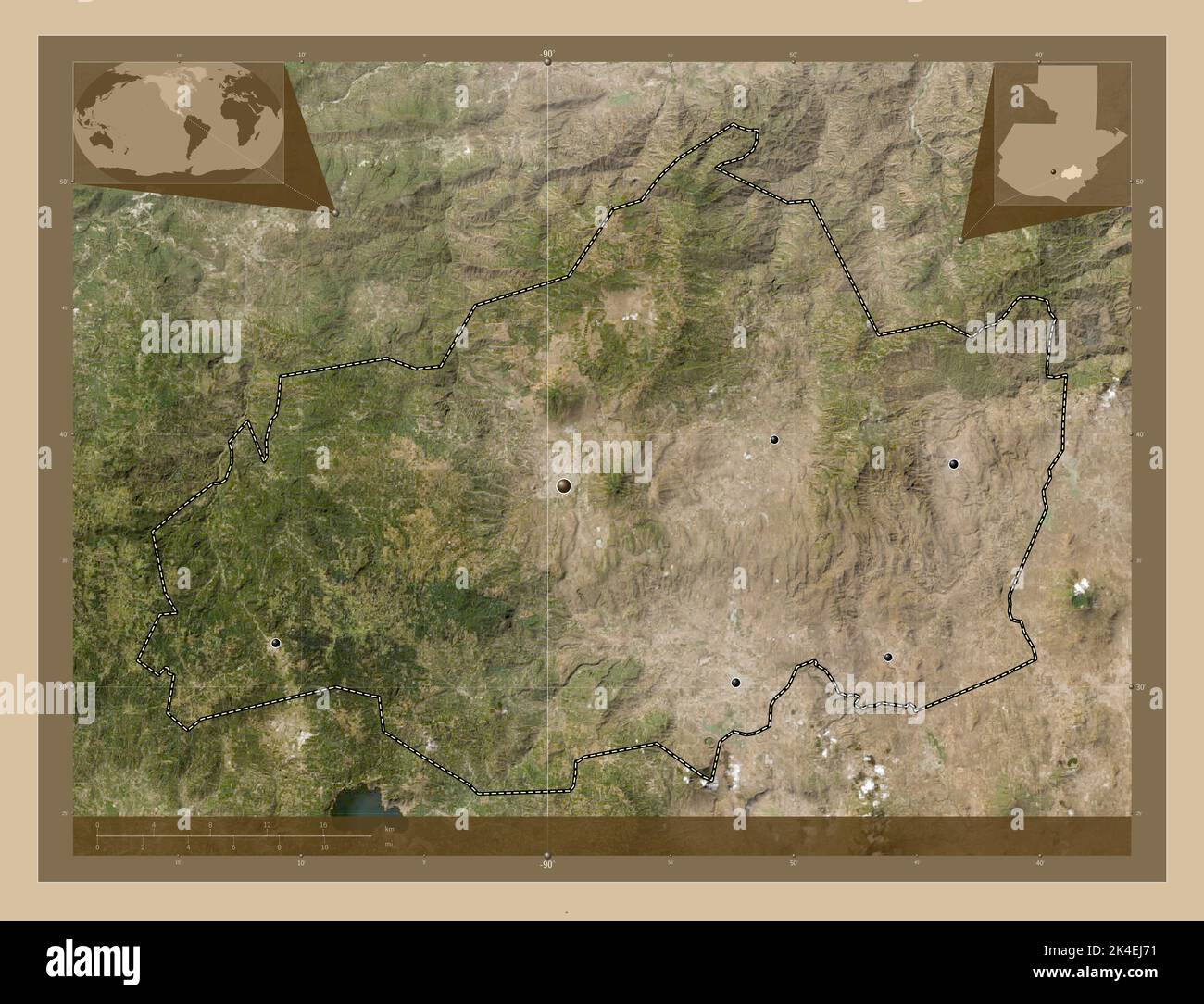 Jalapa, department of Guatemala. Low resolution satellite map ...