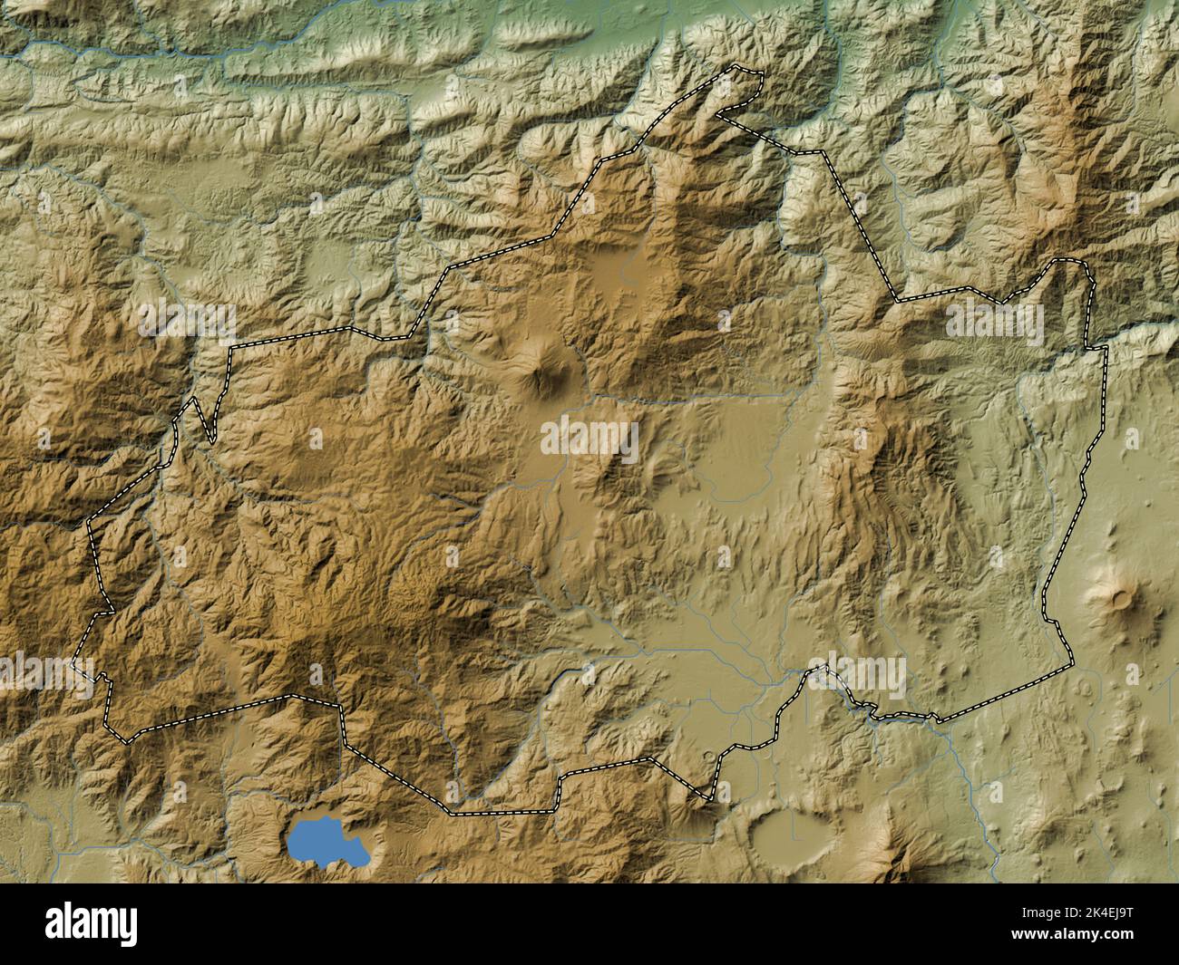 Jalapa, department of Guatemala. Colored elevation map with lakes and ...