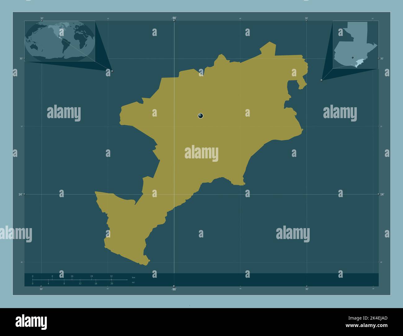Jutiapa, department of Guatemala. Solid color shape. Corner auxiliary ...