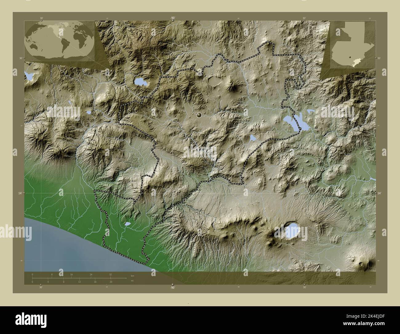 Jutiapa, department of Guatemala. Elevation map colored in wiki style ...