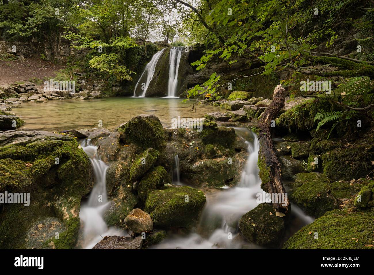 Waterfall known as Janet's Foss, near to the village of Malham in the ...