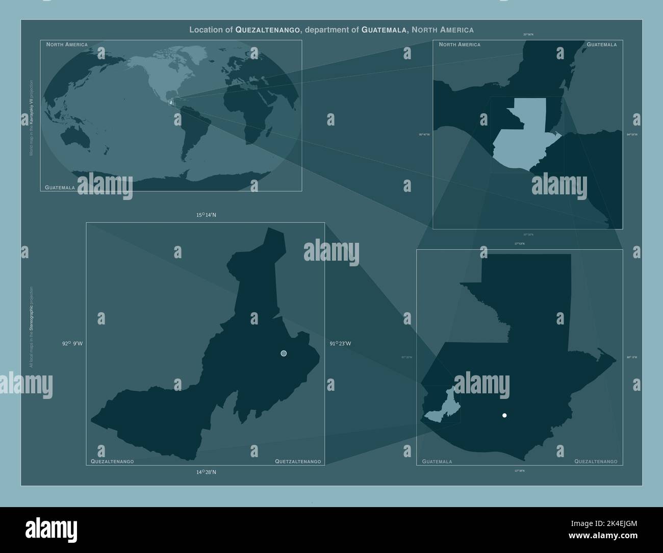 Quezaltenango, department of Guatemala. Diagram showing the location of ...