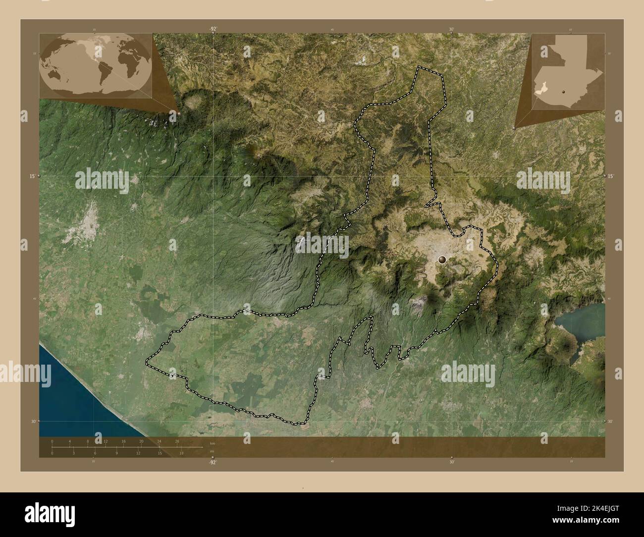 Quezaltenango, department of Guatemala. Low resolution satellite map ...