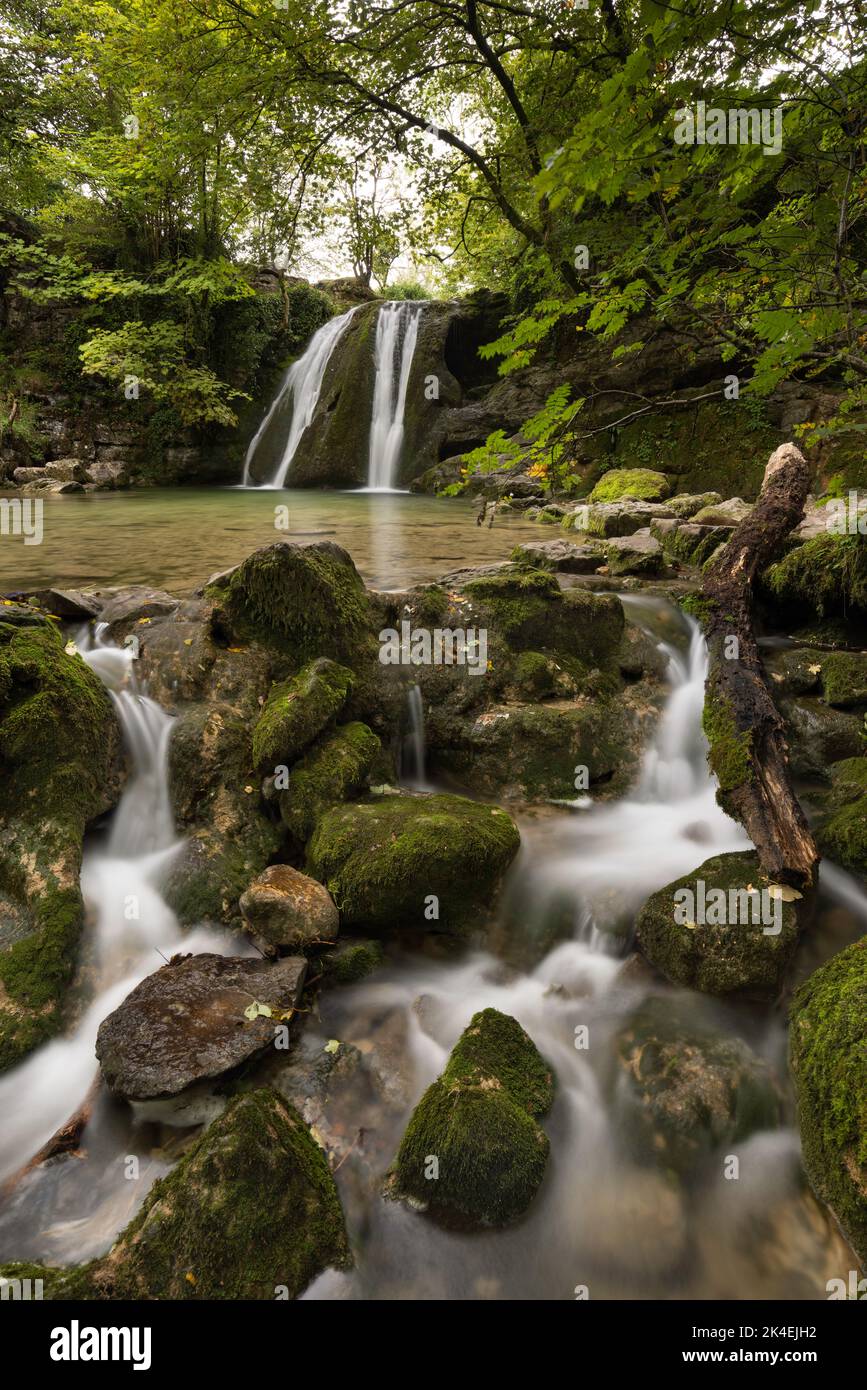 Waterfall known as Janet's Foss, near to the village of Malham in the ...