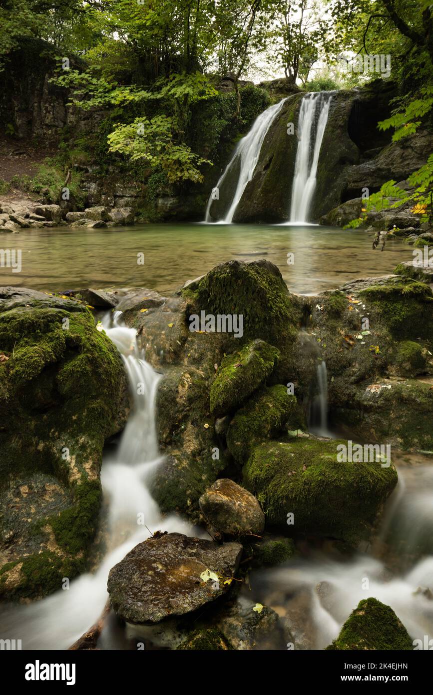 Waterfall known as Janet's Foss, near to the village of Malham in the ...