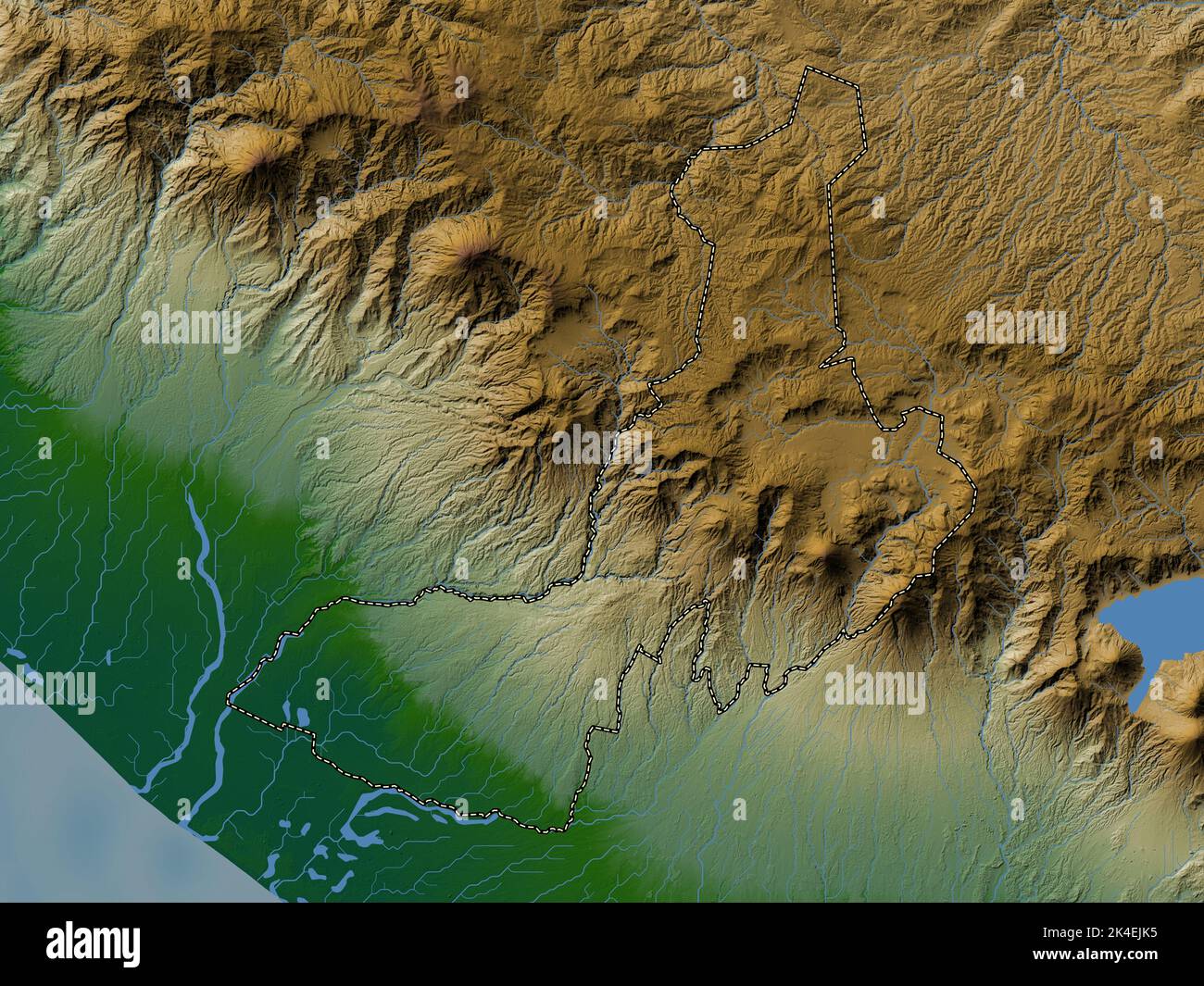 Quezaltenango, department of Guatemala. Colored elevation map with ...