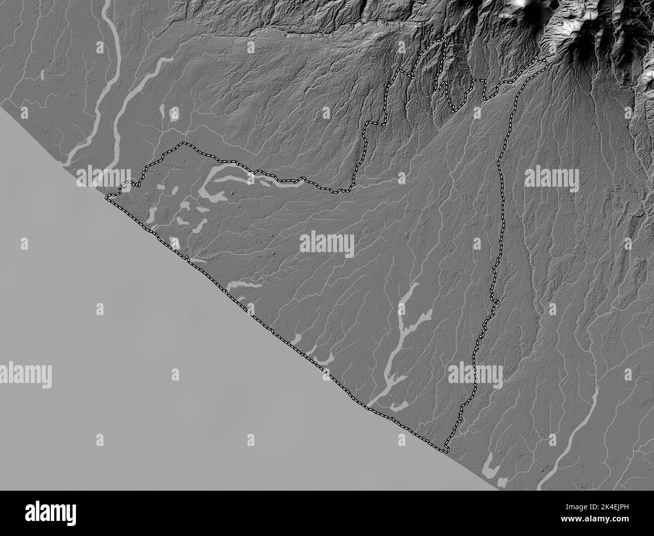 Retalhuleu, department of Guatemala. Bilevel elevation map with lakes ...