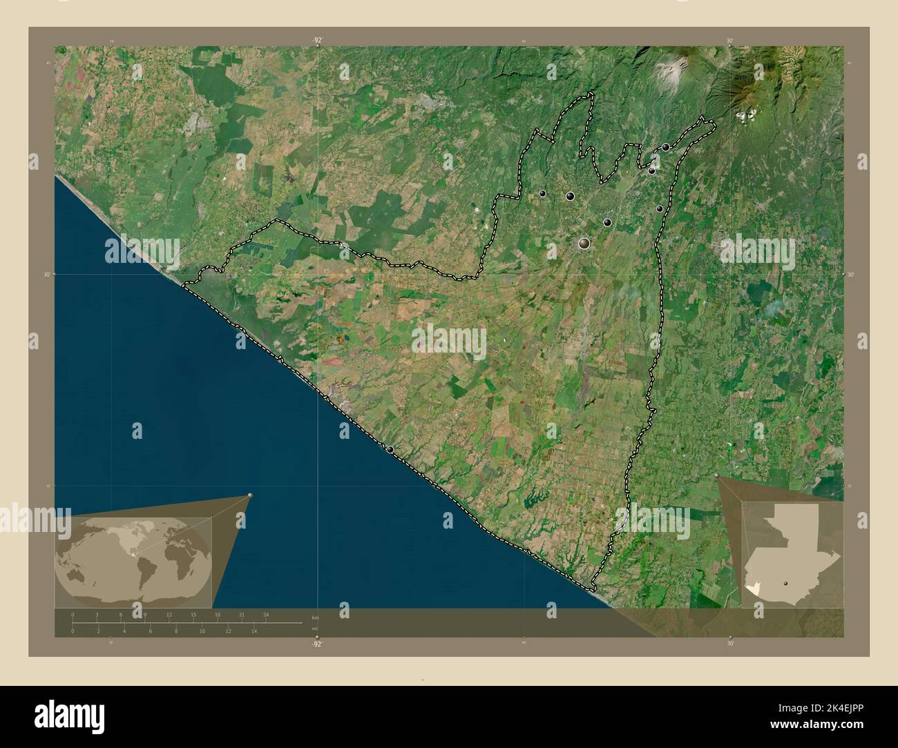 Retalhuleu, department of Guatemala. High resolution satellite map ...