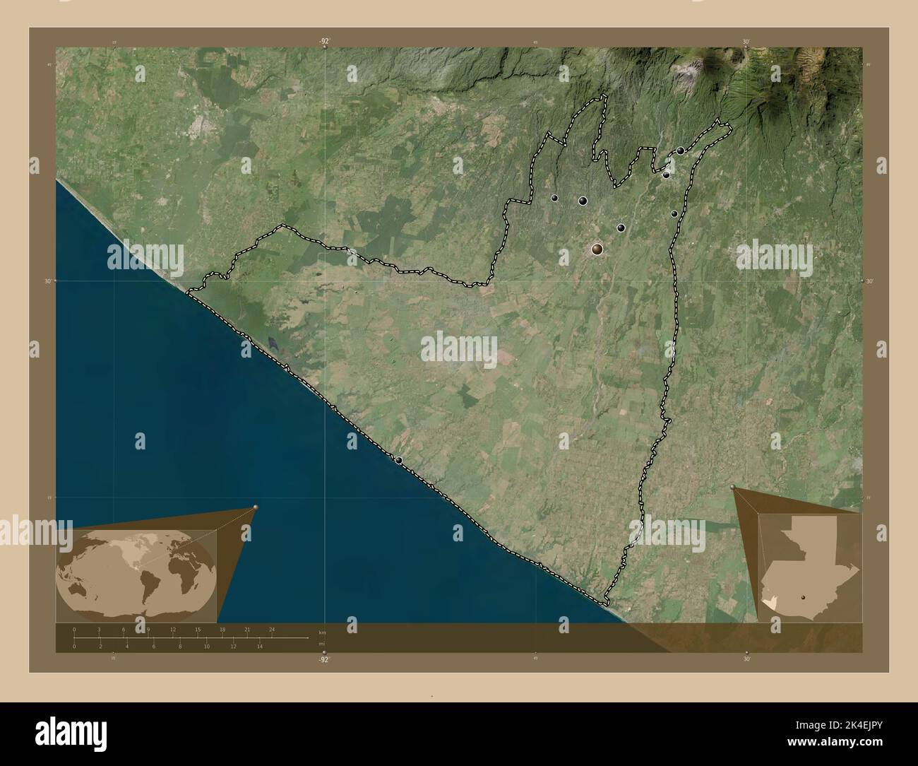 Retalhuleu, department of Guatemala. Low resolution satellite map ...