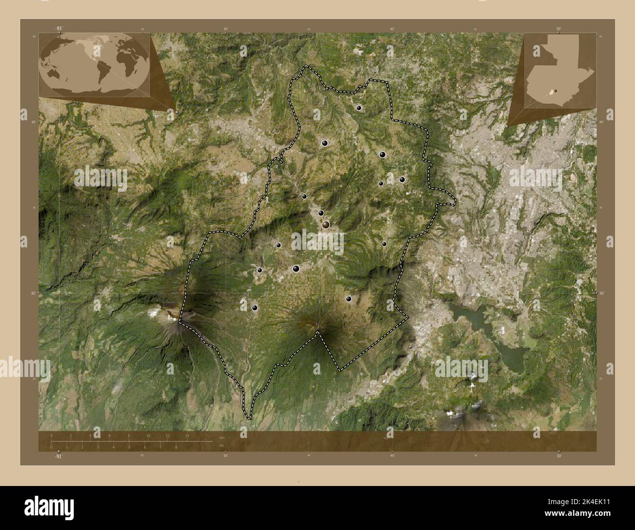 Sacatepequez, department of Guatemala. Low resolution satellite map ...