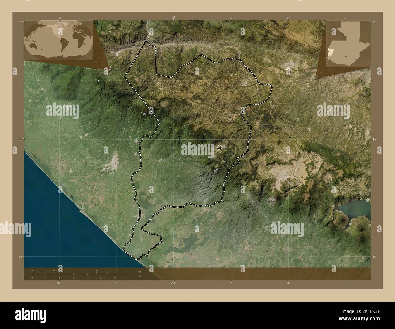 San Marcos, department of Guatemala. Low resolution satellite map ...