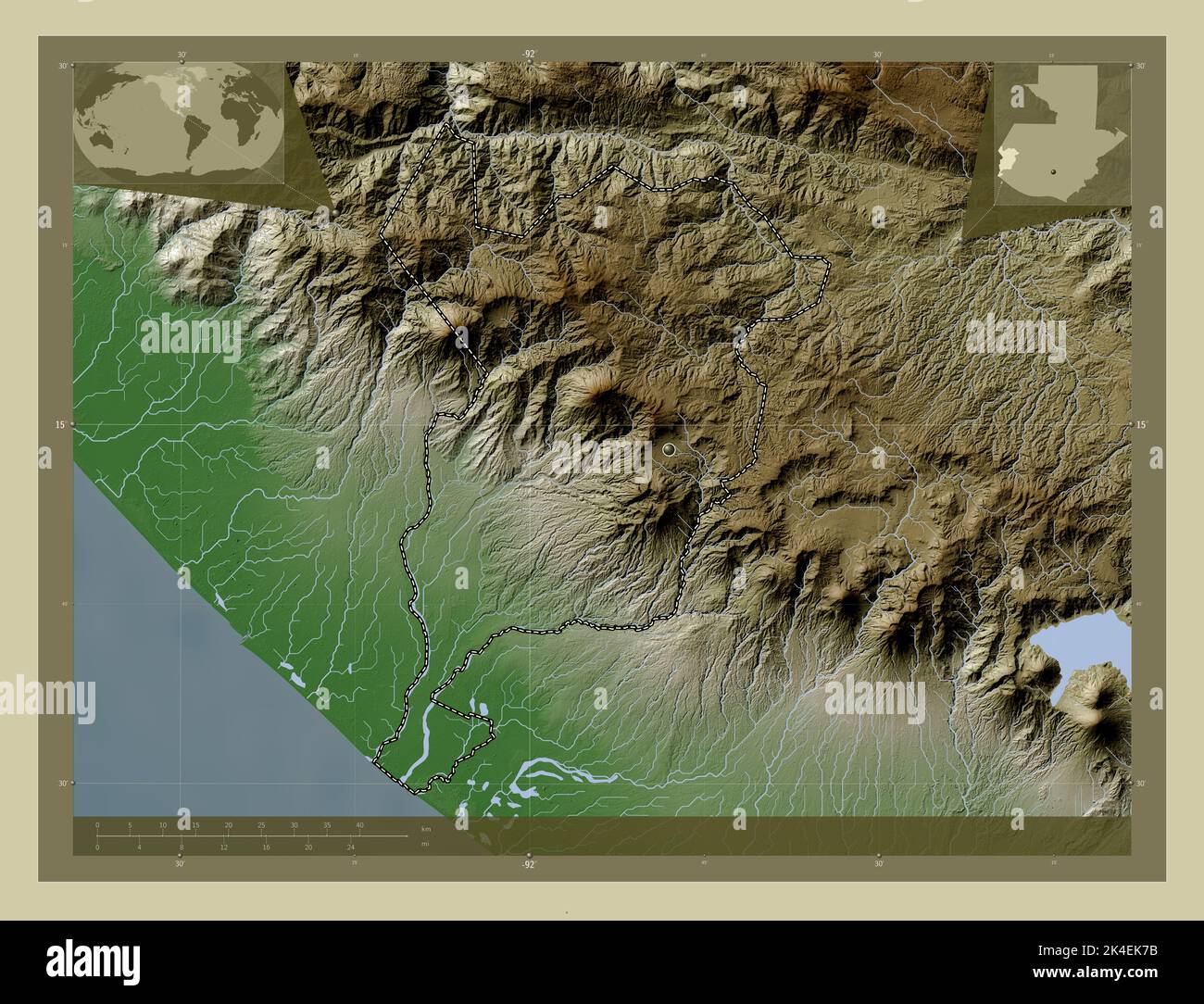 San Marcos, department of Guatemala. Elevation map colored in wiki ...