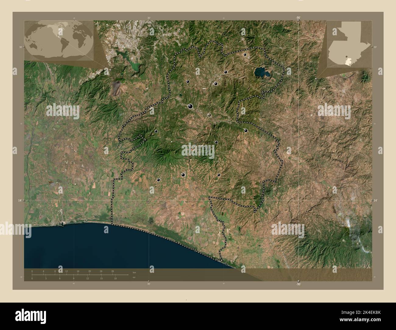 Santa Rosa, department of Guatemala. High resolution satellite map ...