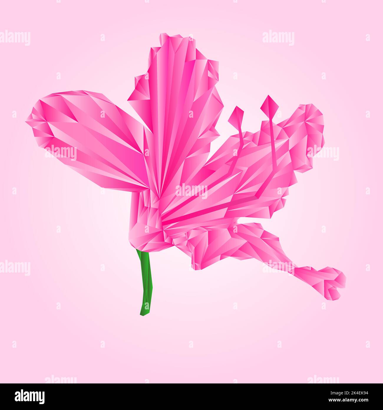 Rhododendron flower pink simple polygons Mountain shrub vector ...