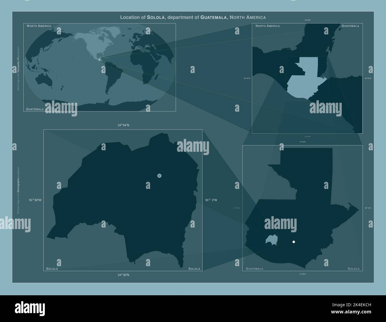 Solola, department of Guatemala. Diagram showing the location of the ...
