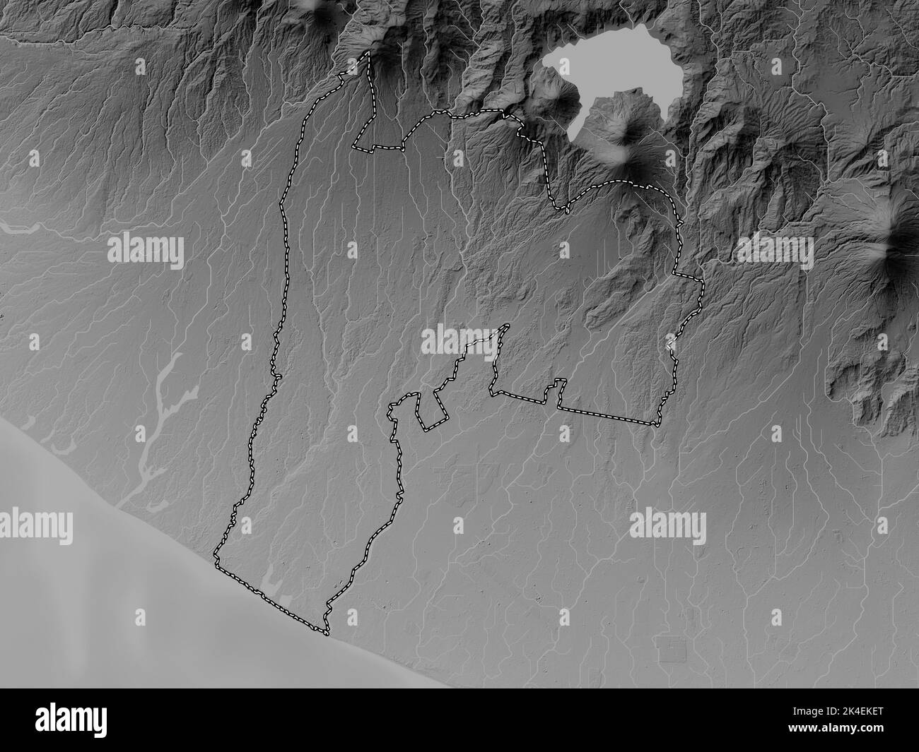 Suchitepequez, department of Guatemala. Grayscale elevation map with ...