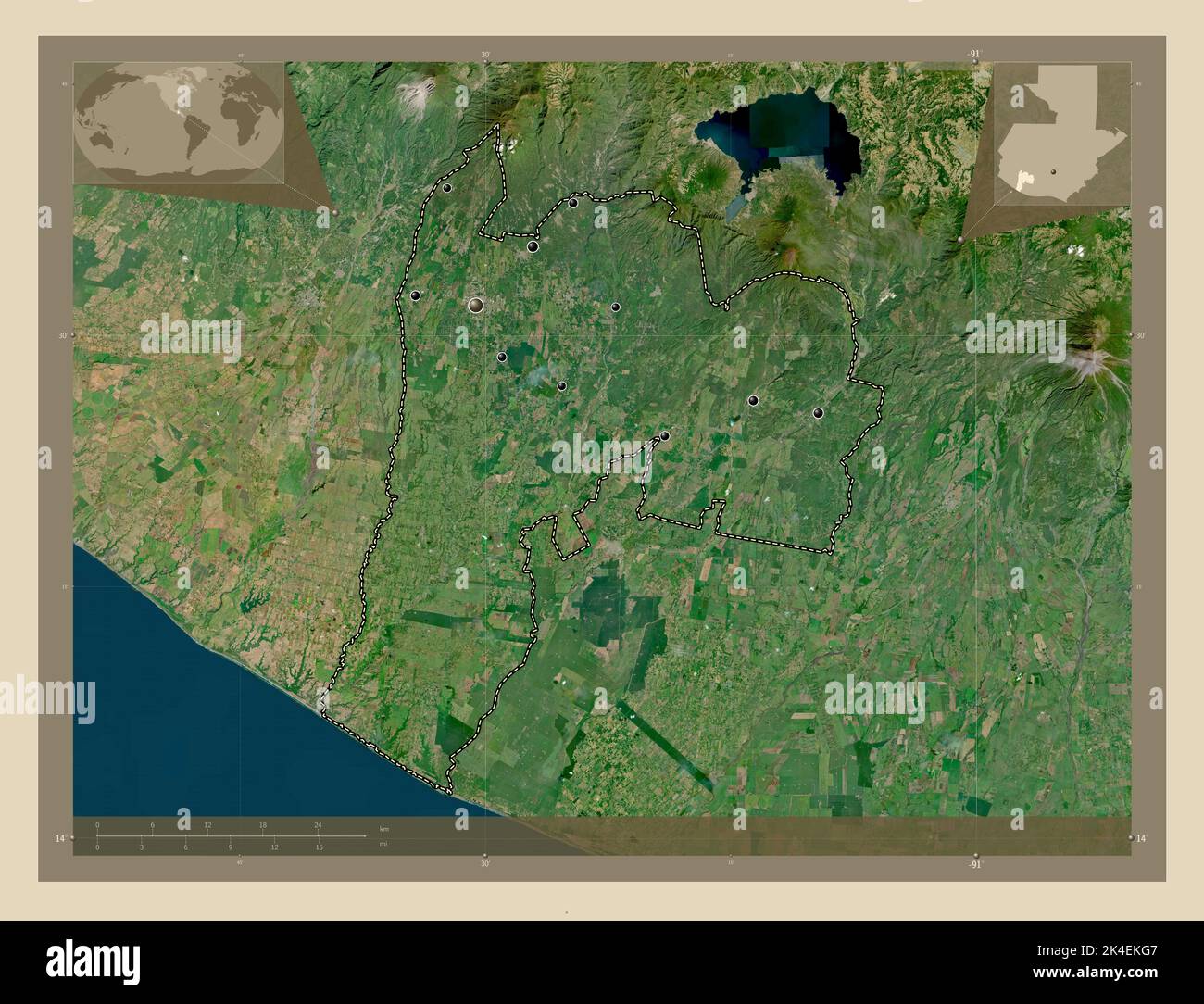 Suchitepequez, department of Guatemala. High resolution satellite map ...
